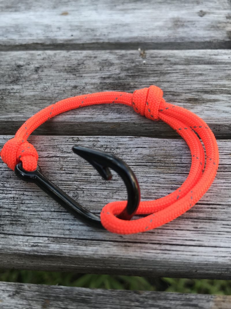 Fish Hook Bracelet- Neon Orange w Reflective Tracers - Darcizzle Offshore