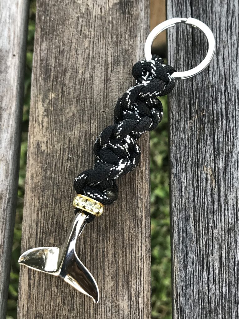 Whale Tail Keychain- Silver Knight w Metallic Tracers - Darcizzle Offshore