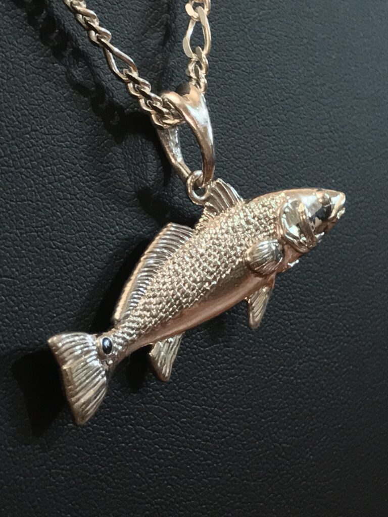 Redfish 3D Sterling Silver Pendant Necklace - Darcizzle Offshore