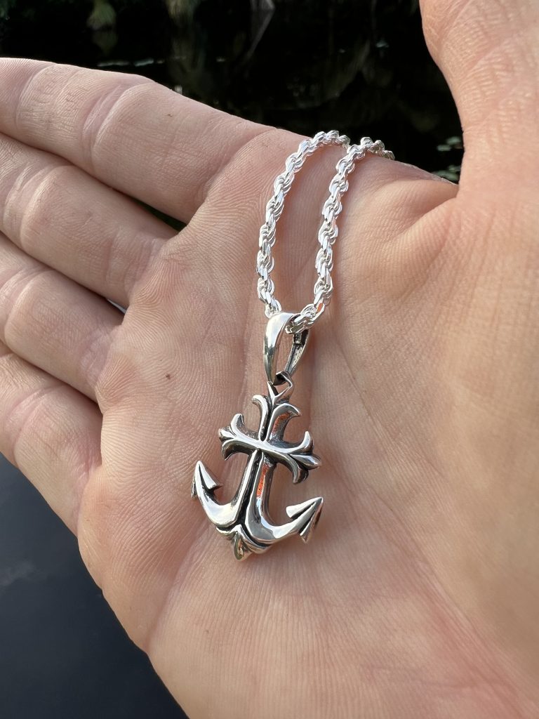 Anchor Cross Sterling Silver Pendant Necklace - Darcizzle Offshore